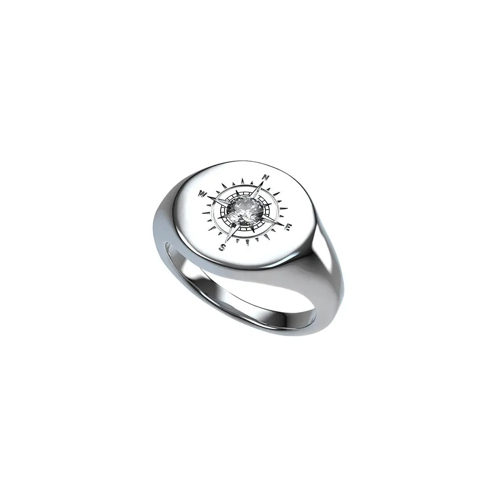 RAWNESS Ring Navigator Compass Signet Pattern - RAWNESS